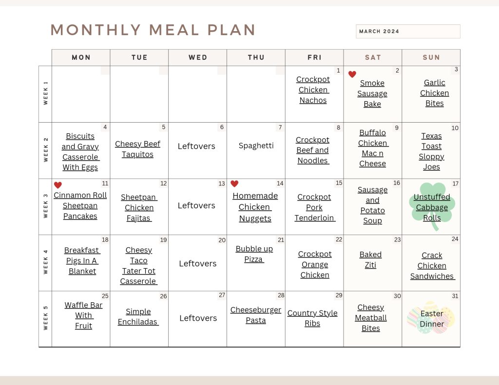 March Meal Plan Made Simple and Easy - Graceful Duo